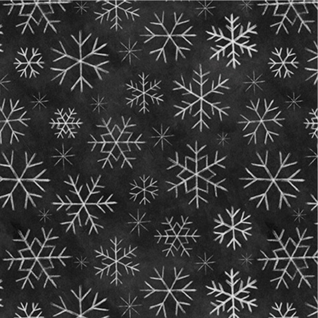 Blank Quilting Mistletoe Magic Snowflakes Black Cotton Fabric by the ...