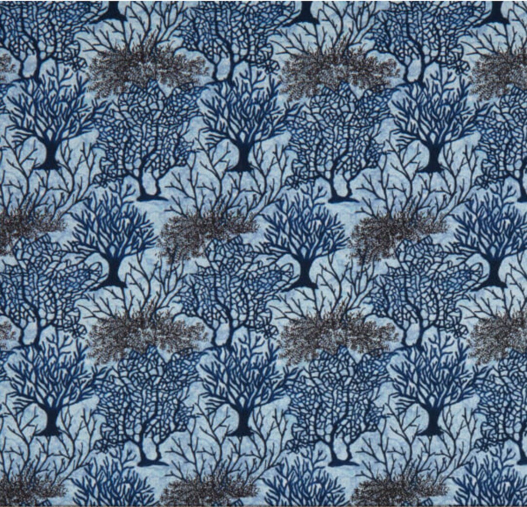 Blank Quilting Seaside Serenity Coral Lt. Blue Fabric by the Yard - Etsy