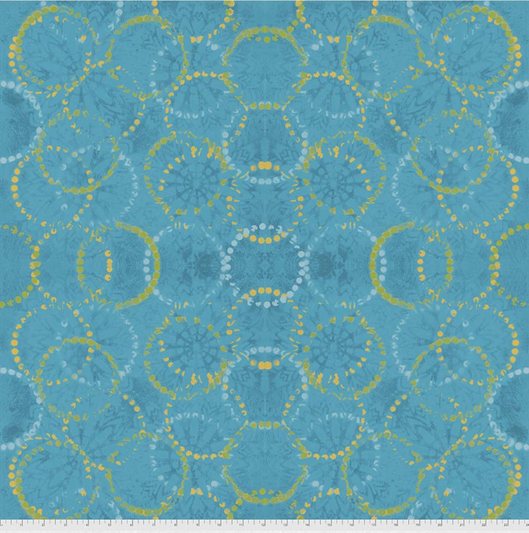 Free Spirit Sue Penn Pizzazz Rings Cerulean Cotton Fabric by the Yard ...