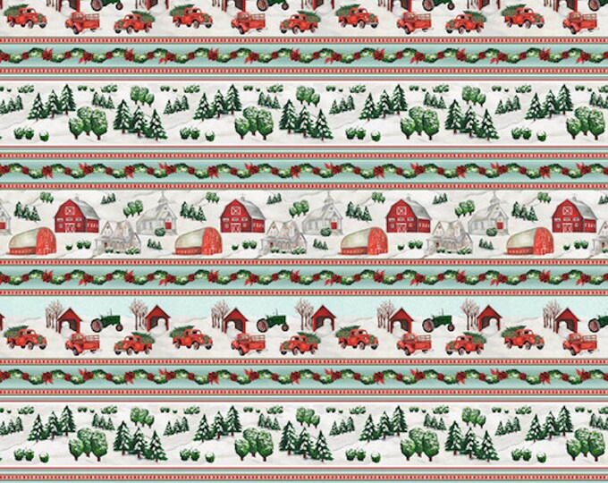 Blank Quilting Wintry Mix Border Stripe Mint Cotton Fabric by the Yard ...