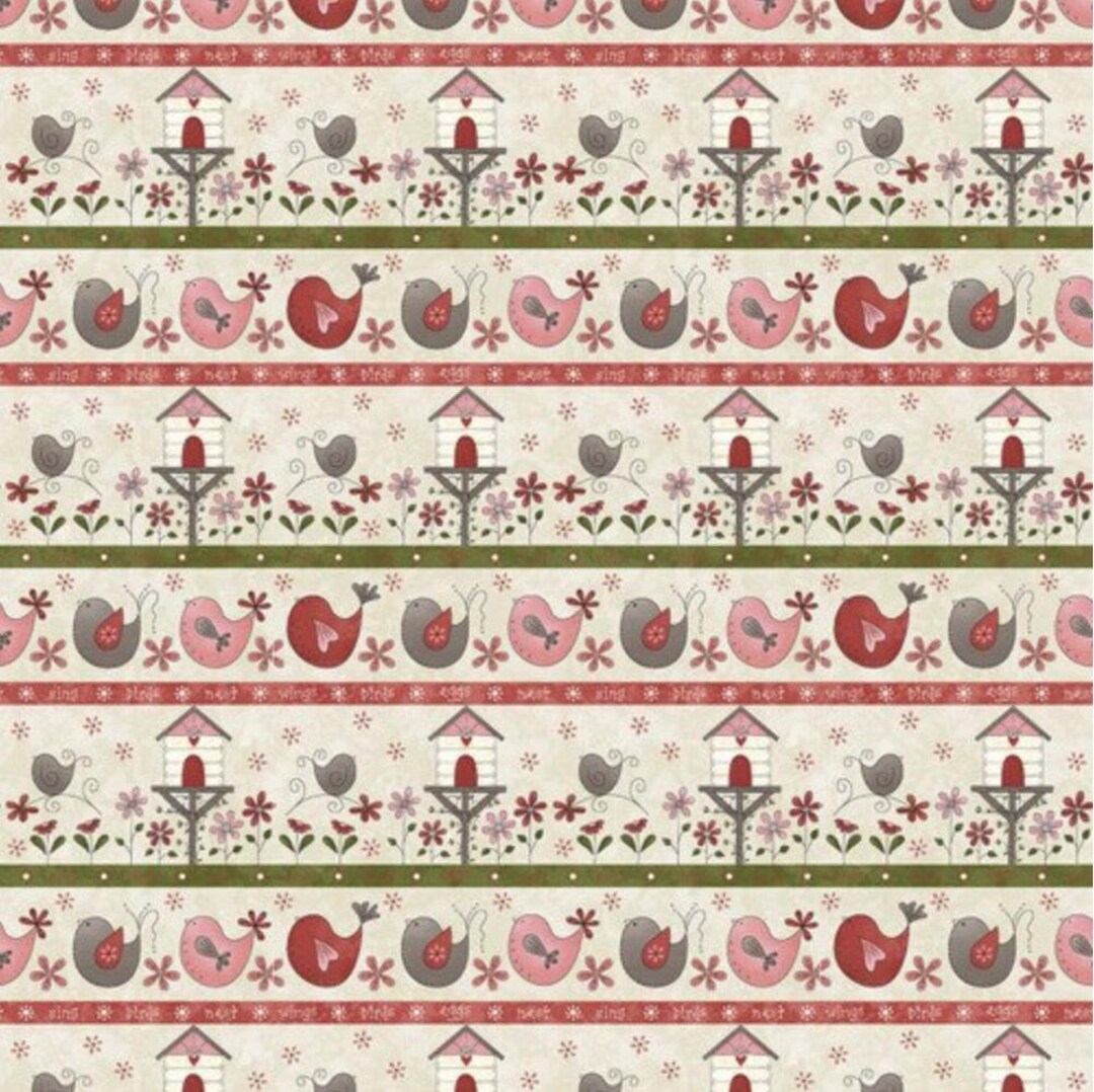 Henry Glass Birds of A Feather Bird Stripe Multi Cotton Fabric by the ...