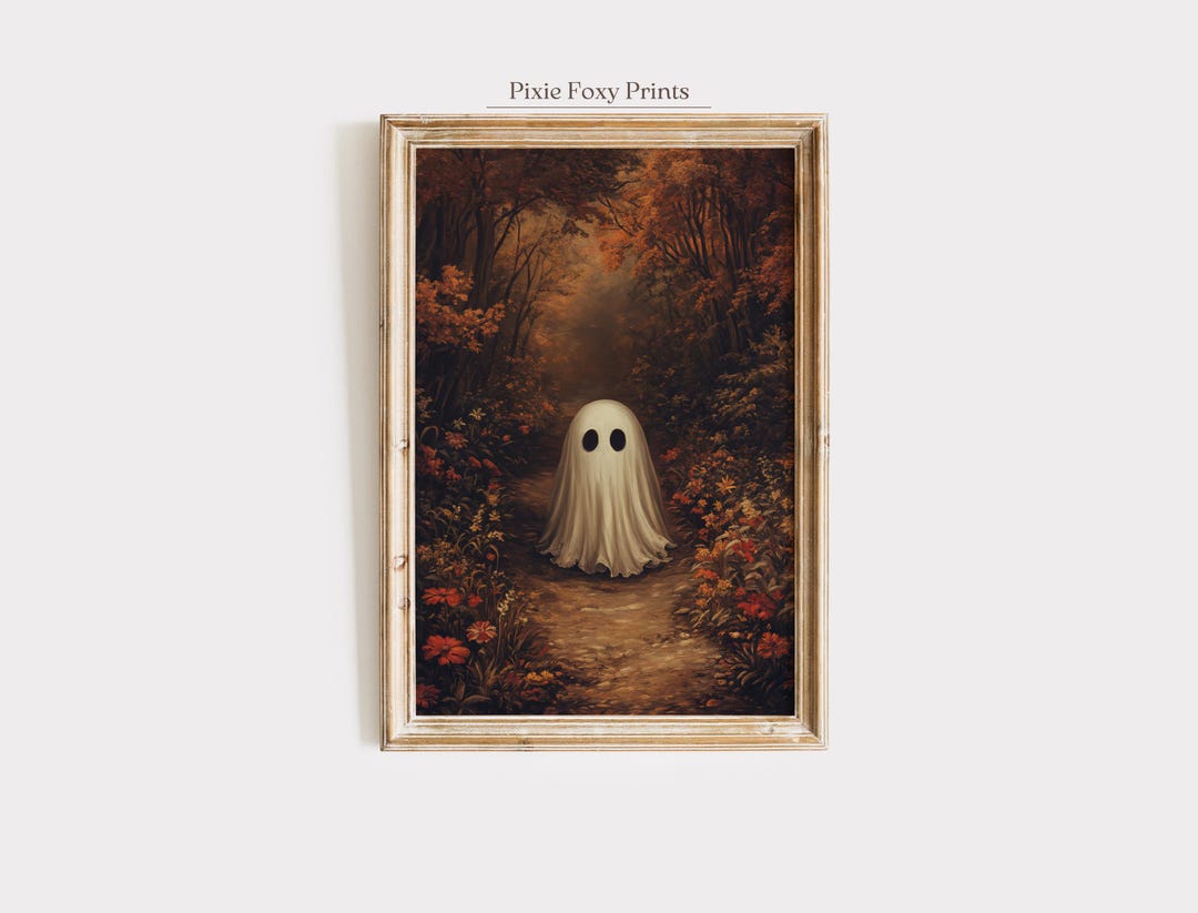 Haunted Autumn Ghost Print, Spooky Woodland Wall Art (digital Download ...