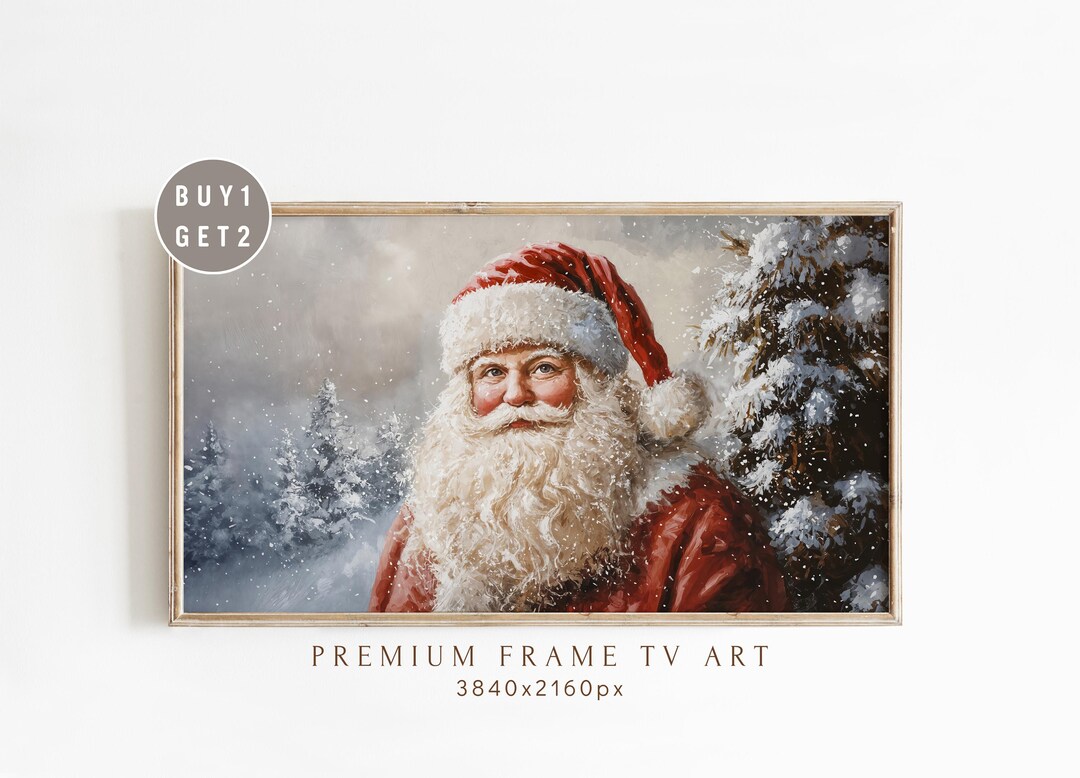 Vintage Santa Claus Frame TV Art, Christmas Digital Download - Etsy