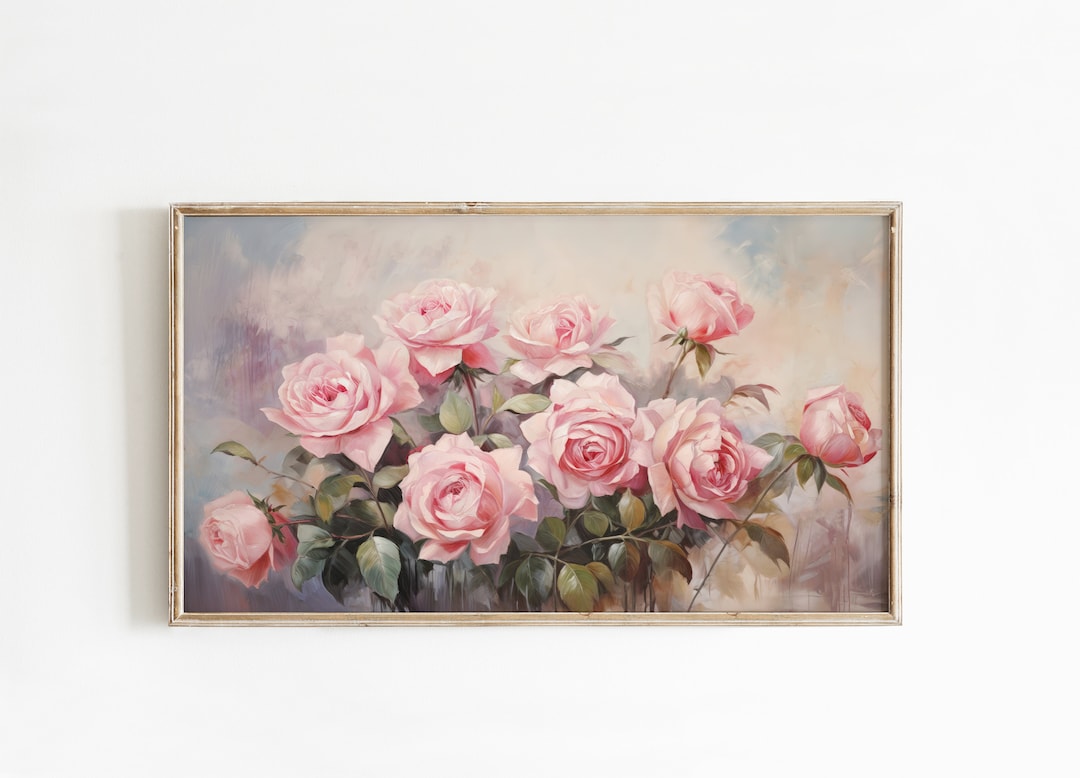 Stunning Pink Roses Frame TV - Romantic Floral Art - Elegant Pink Rose ...