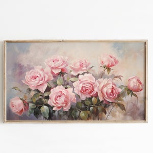 Stunning Pink Roses Frame TV - Romantic Floral Art - Elegant Pink Rose ...