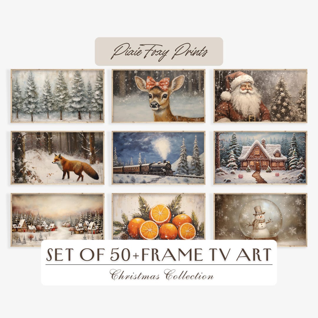 Vintage Christmas Frame TV Bundle, Winter Frame TV Art Set, Christmas ...