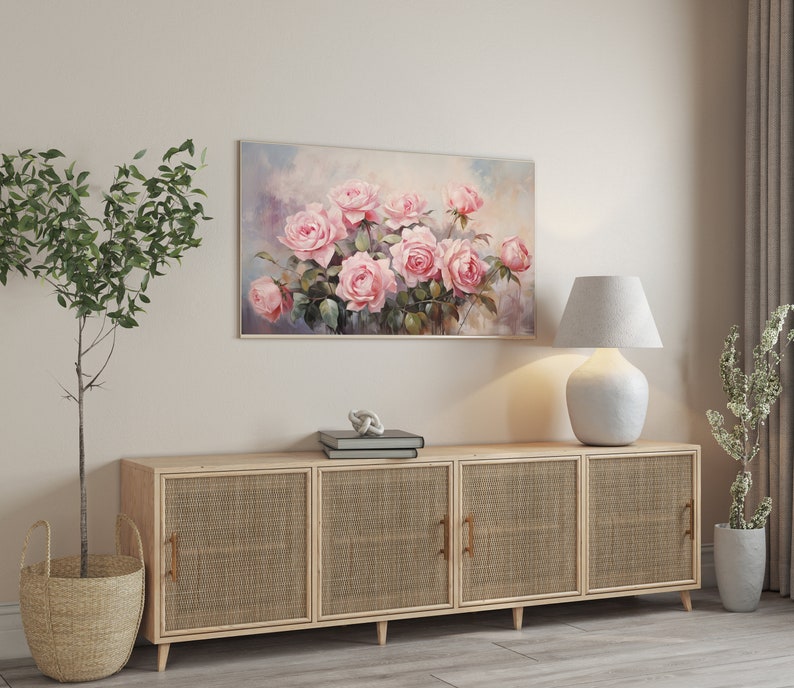 Stunning Pink Roses Frame TV - Romantic Floral Art - Elegant Pink Rose ...