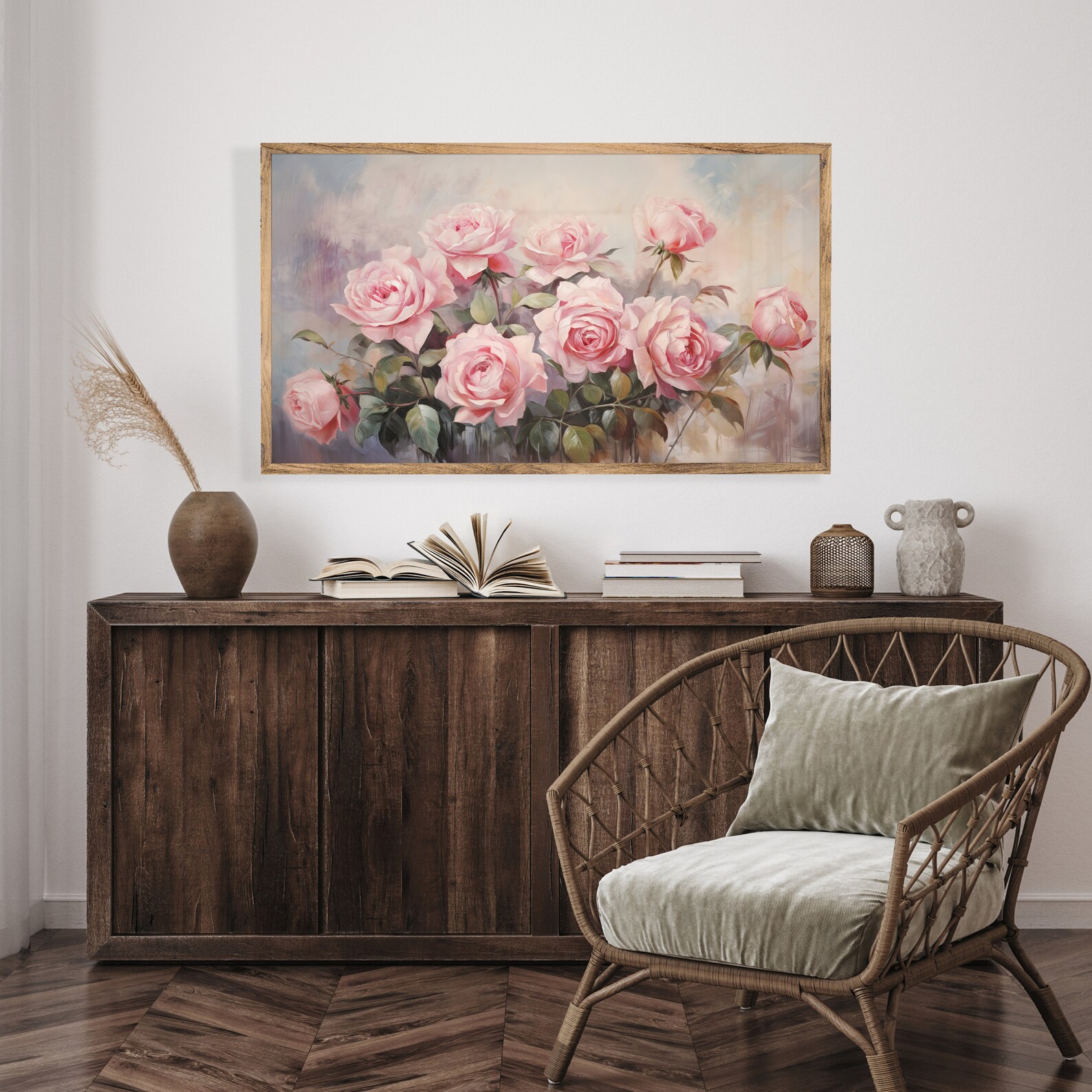 Stunning Pink Roses Frame TV - Romantic Floral Art - Elegant Pink Rose ...