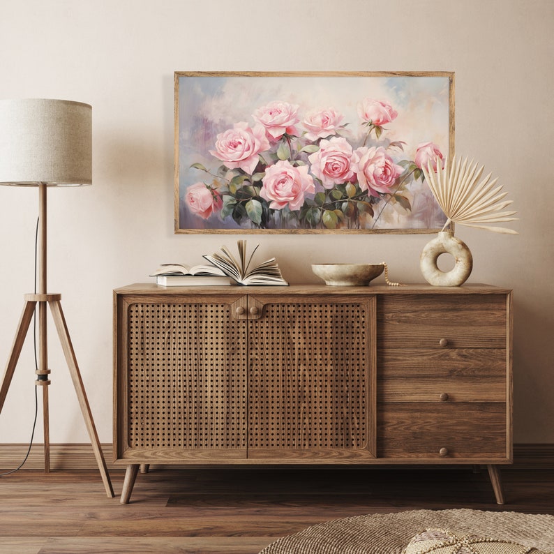Stunning Pink Roses Frame TV - Romantic Floral Art - Elegant Pink Rose ...