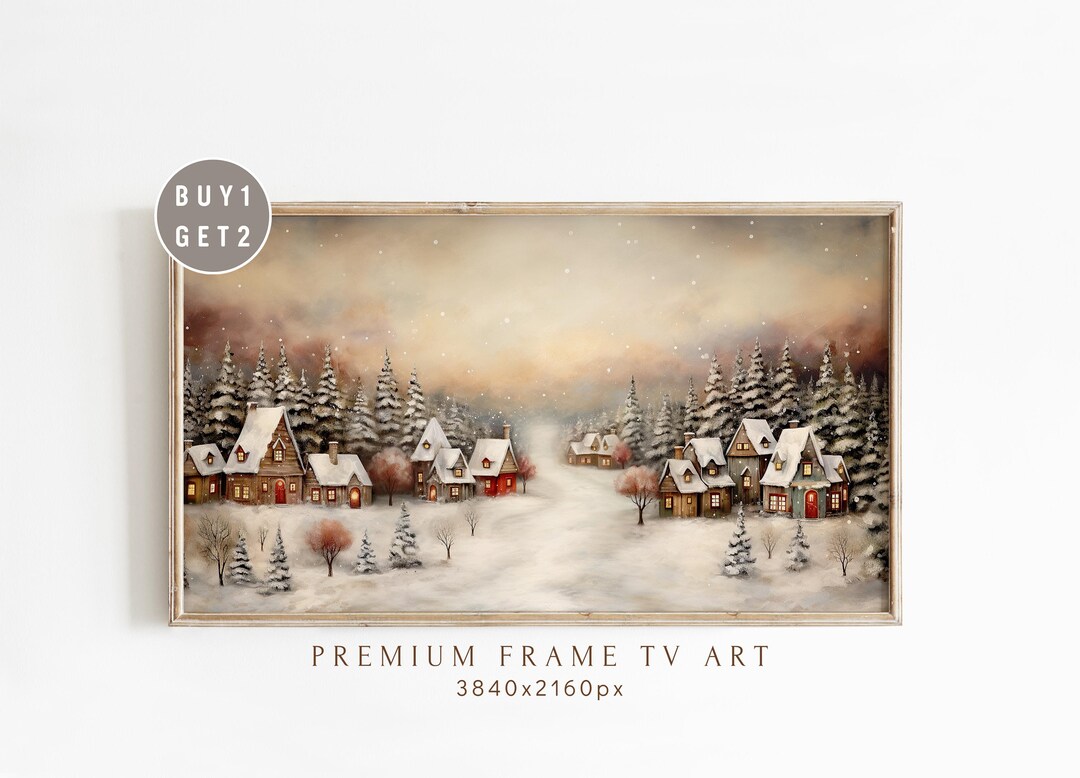 Christmas Village Frame TV Art, Winter Wonderland Scene (digital ...