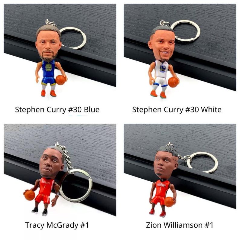 NBA Keychain • 3D Poseable 7cm Mini Figures • Lebron, Kobe, Curry ...