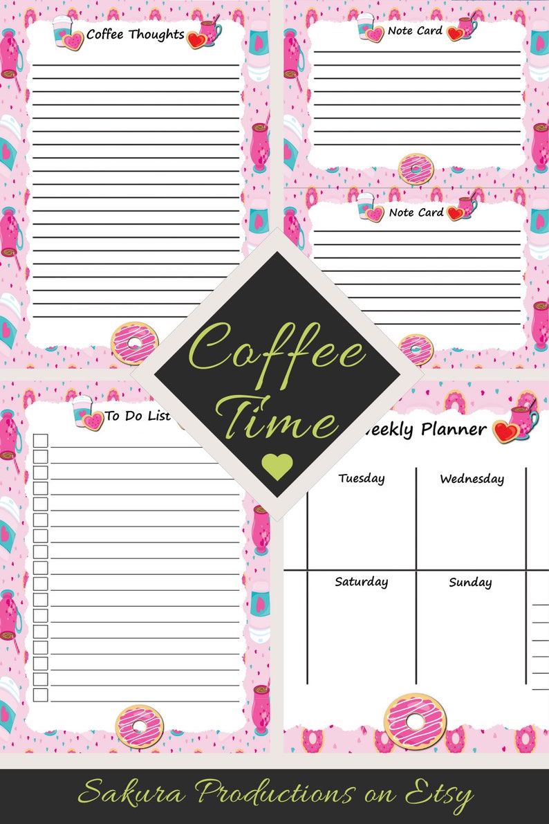 Digital Printable Stationary - Coffee Theme - Etsy