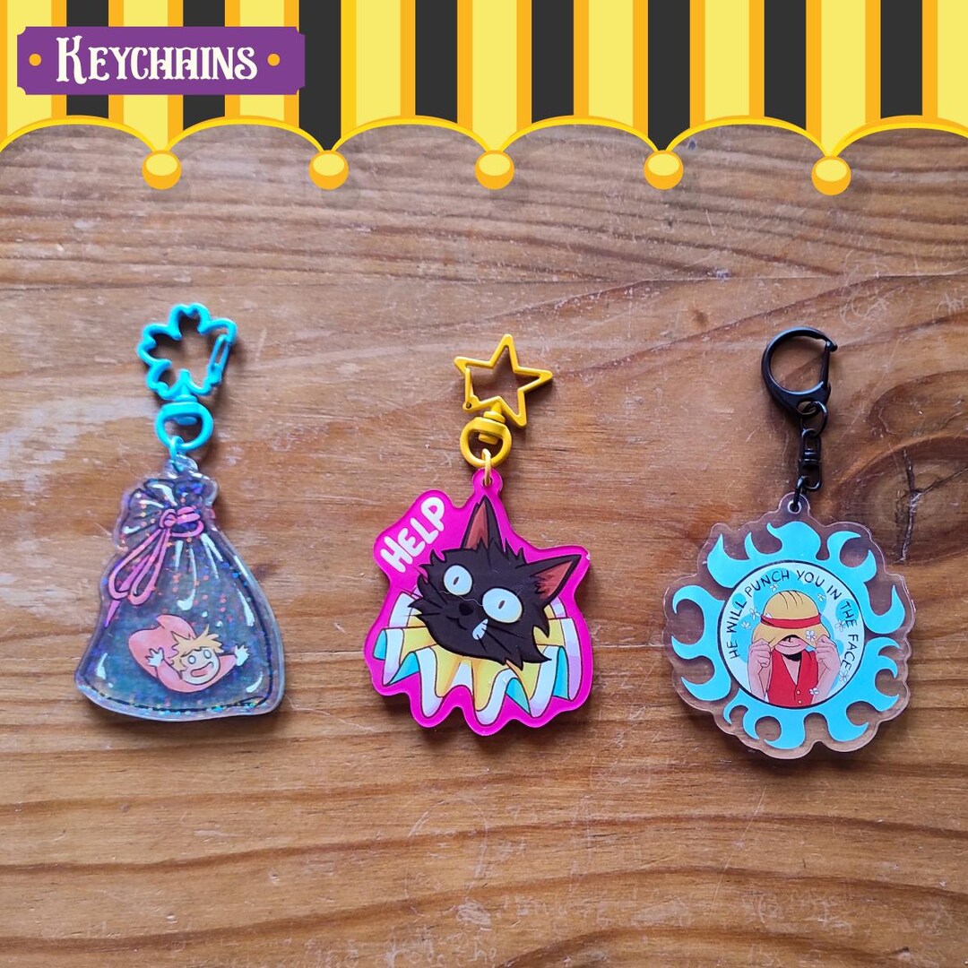 Ponyo / Cat / Luffy Keychains - Etsy