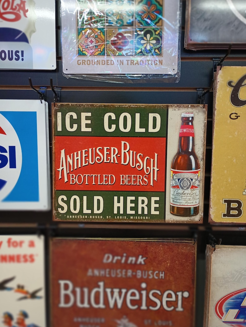 Budweiser Beer Label Sign Basement Bar Signage Anheuser Busch Beer ...