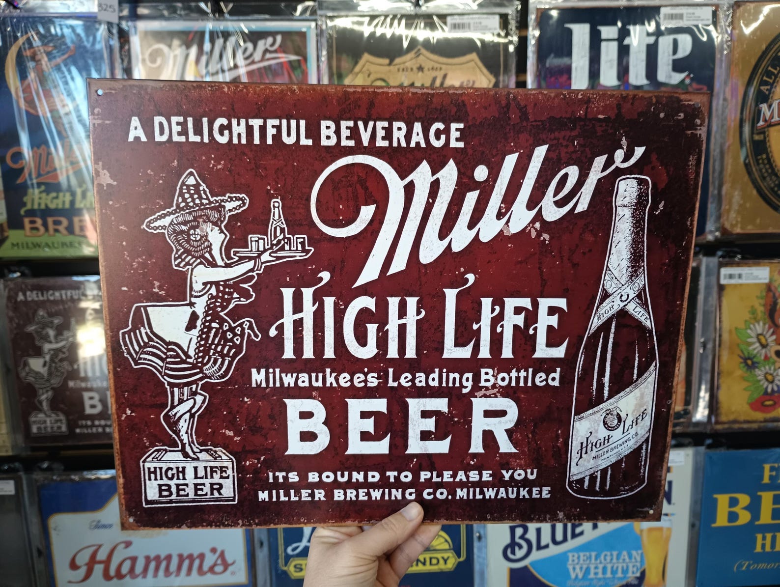 Miller Brewing Co Beer Sign Basement Bar Signage Miller Lite Bartender ...