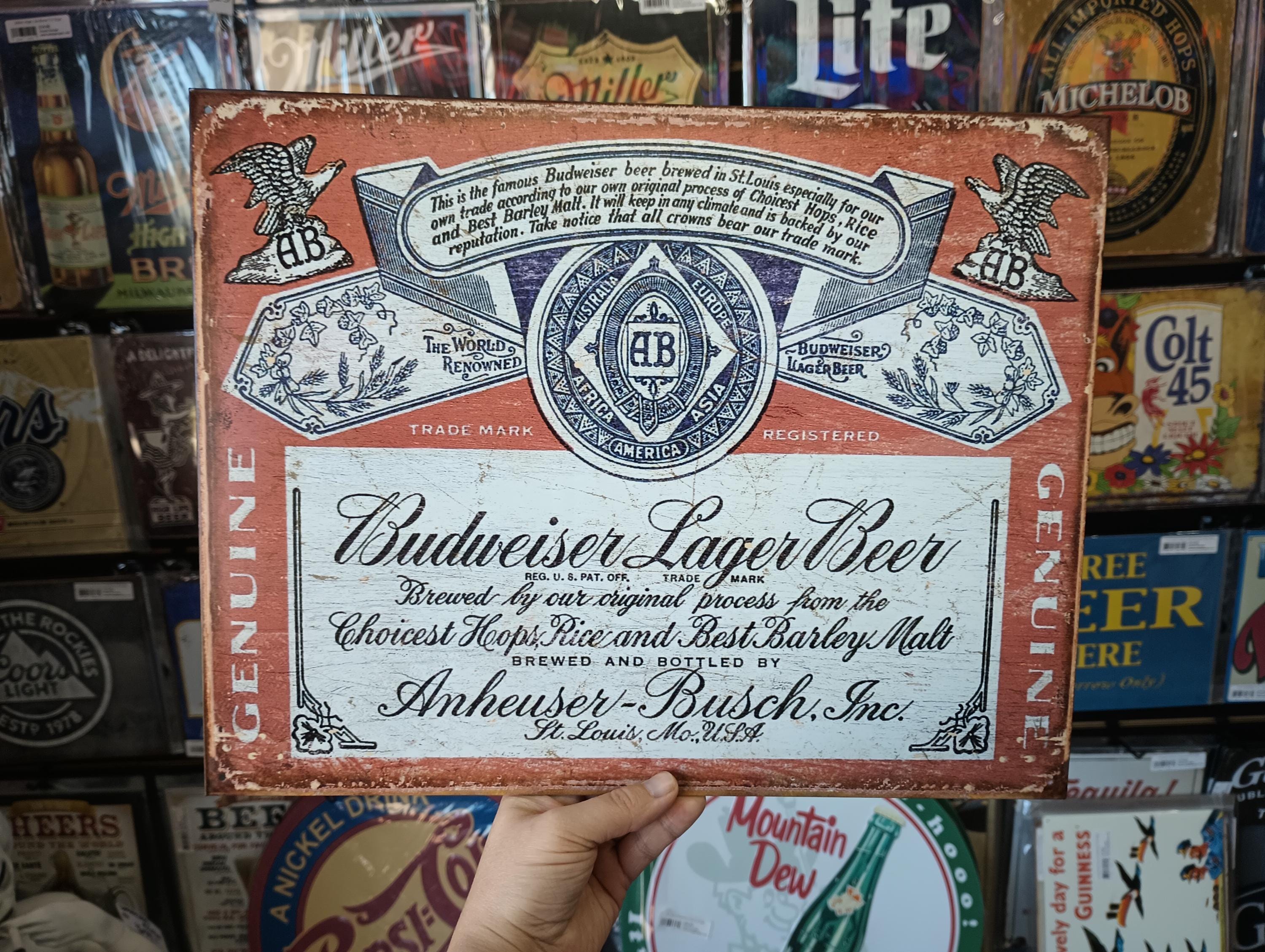 Budweiser Beer Label Sign Basement Bar Signage Anheuser Busch Beer ...