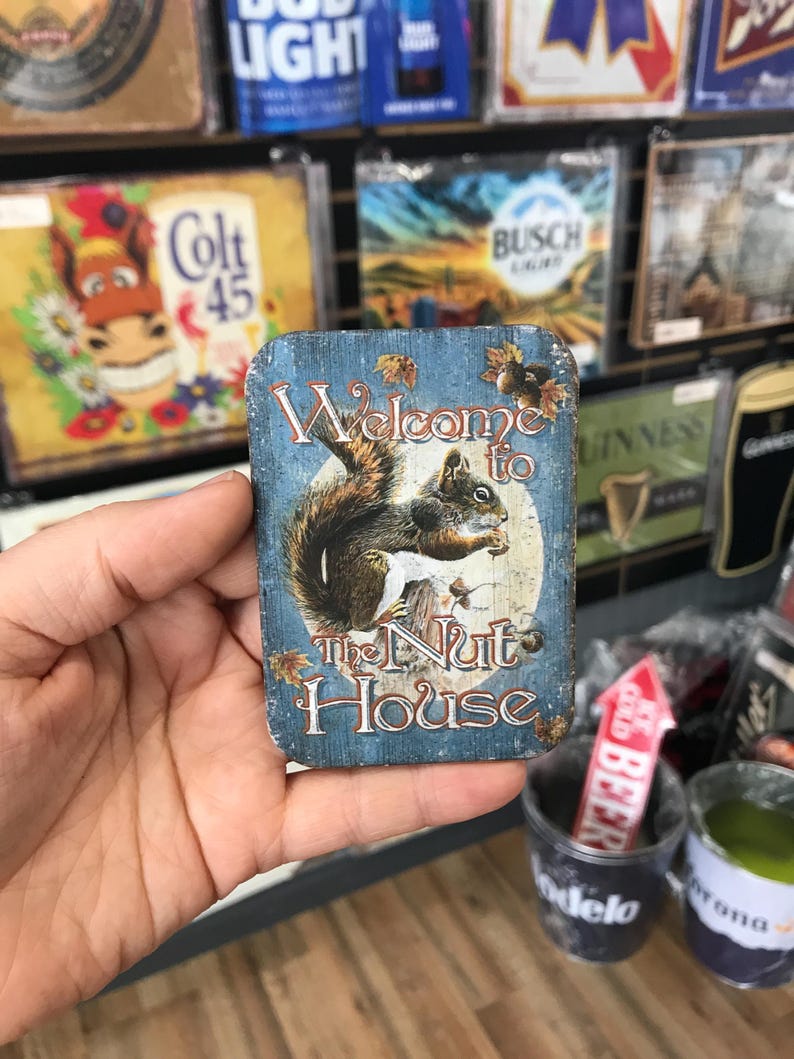 Funny Magnets Our Family Tree is Full of Nuts Squirrel Magnet White ...