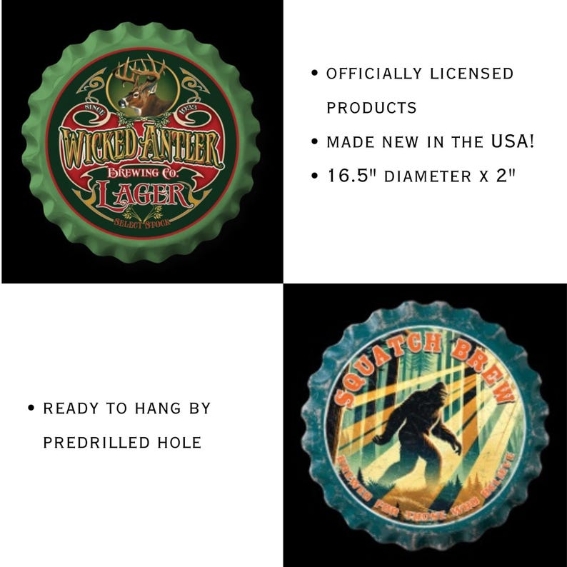Wicked Antler Beer Bottle Cap Sign Basement Bar Decor Cabin Bar Signage ...