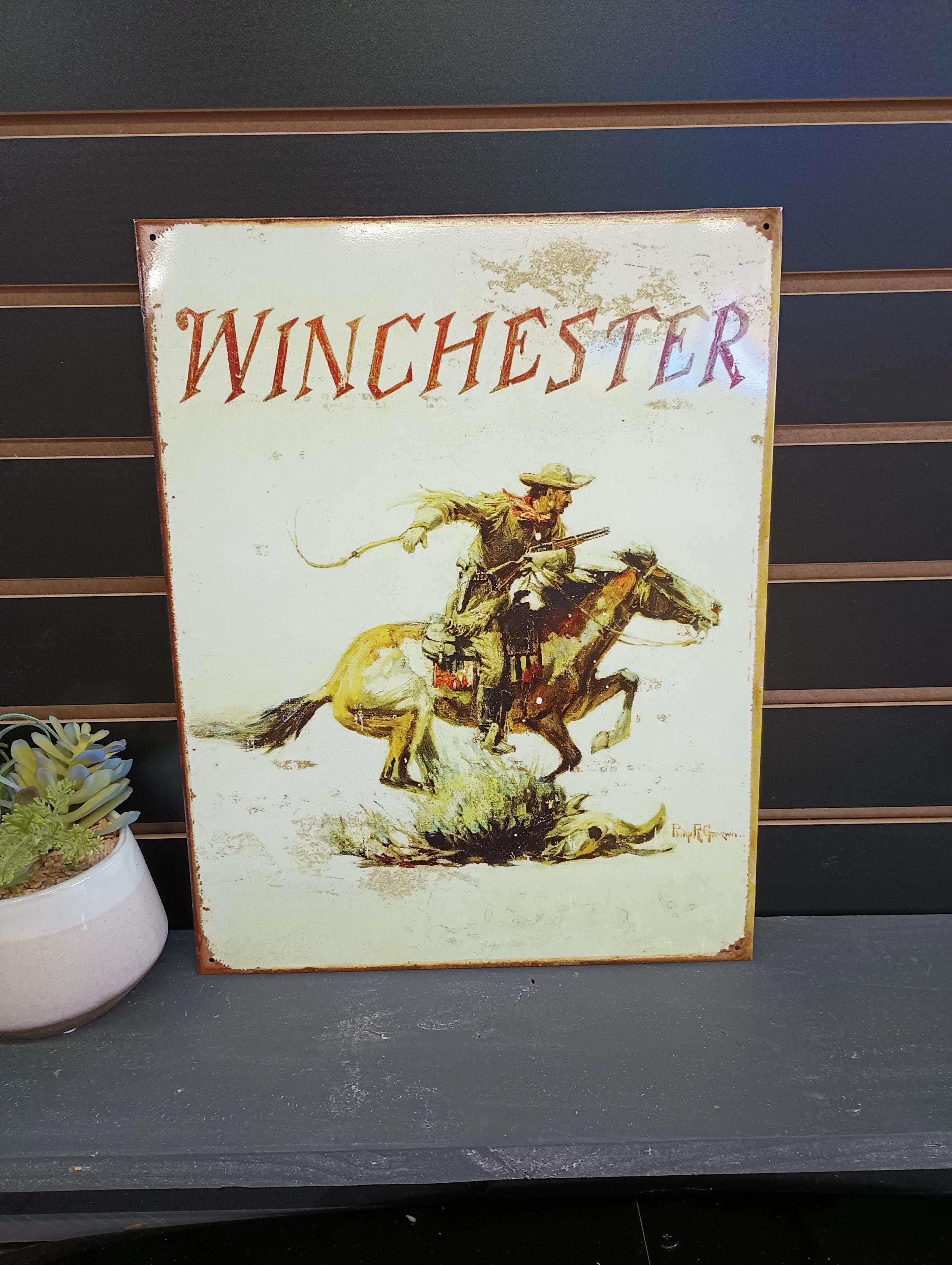 Winchester Horse Tin Sign Winchester Firearms Ammunition Vintage ...