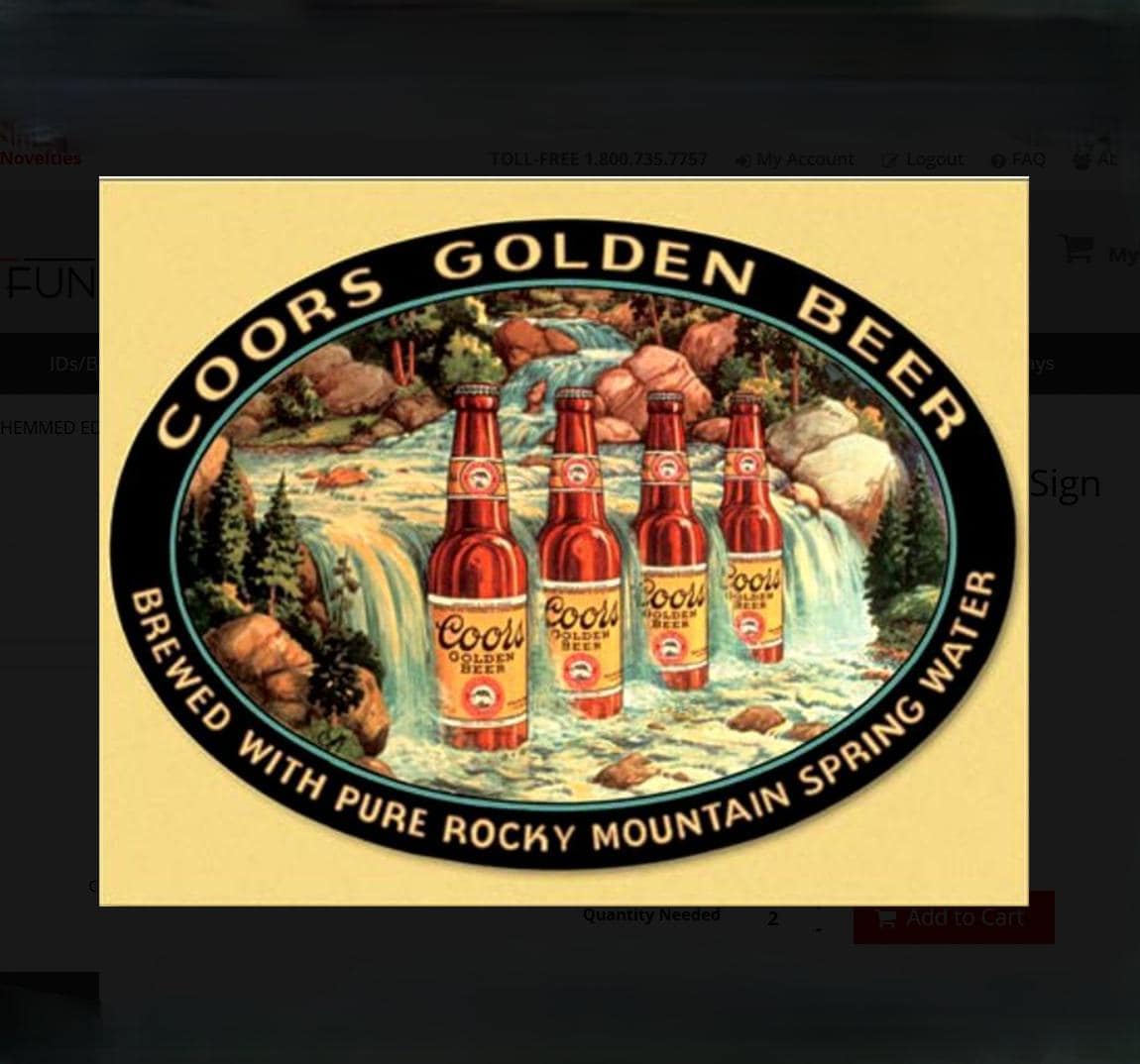 Coors Golden Waterfall Beer Sign Basement Bar Signage Coors Banquet ...