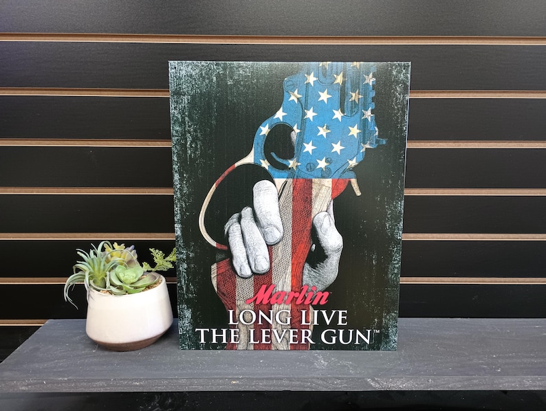 Marlin Rifle Tin Sign Marlin Long Live Lever Gun Signs Vintage ...