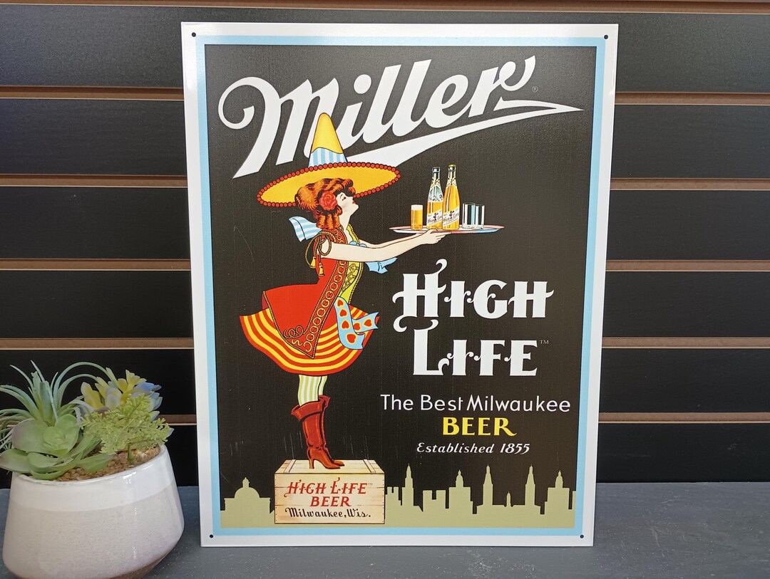 Miller High Life Beer Sign Basement Bar Signage Miller Lite Bartender ...