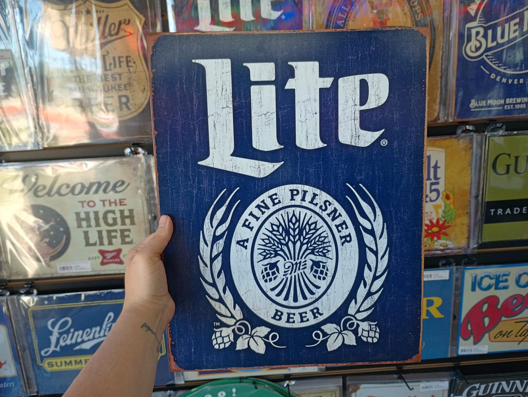 Miller Lite Beer Sign Basement Bar Signage Miller Brewing Co Bartender ...