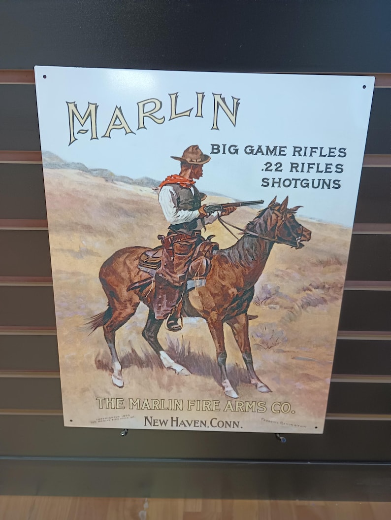 Marlin Rifle Tin Sign Marlin Long Live Lever Gun Signs Vintage ...