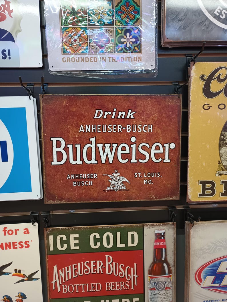Budweiser Beer Label Sign Basement Bar Signage Anheuser Busch Beer ...