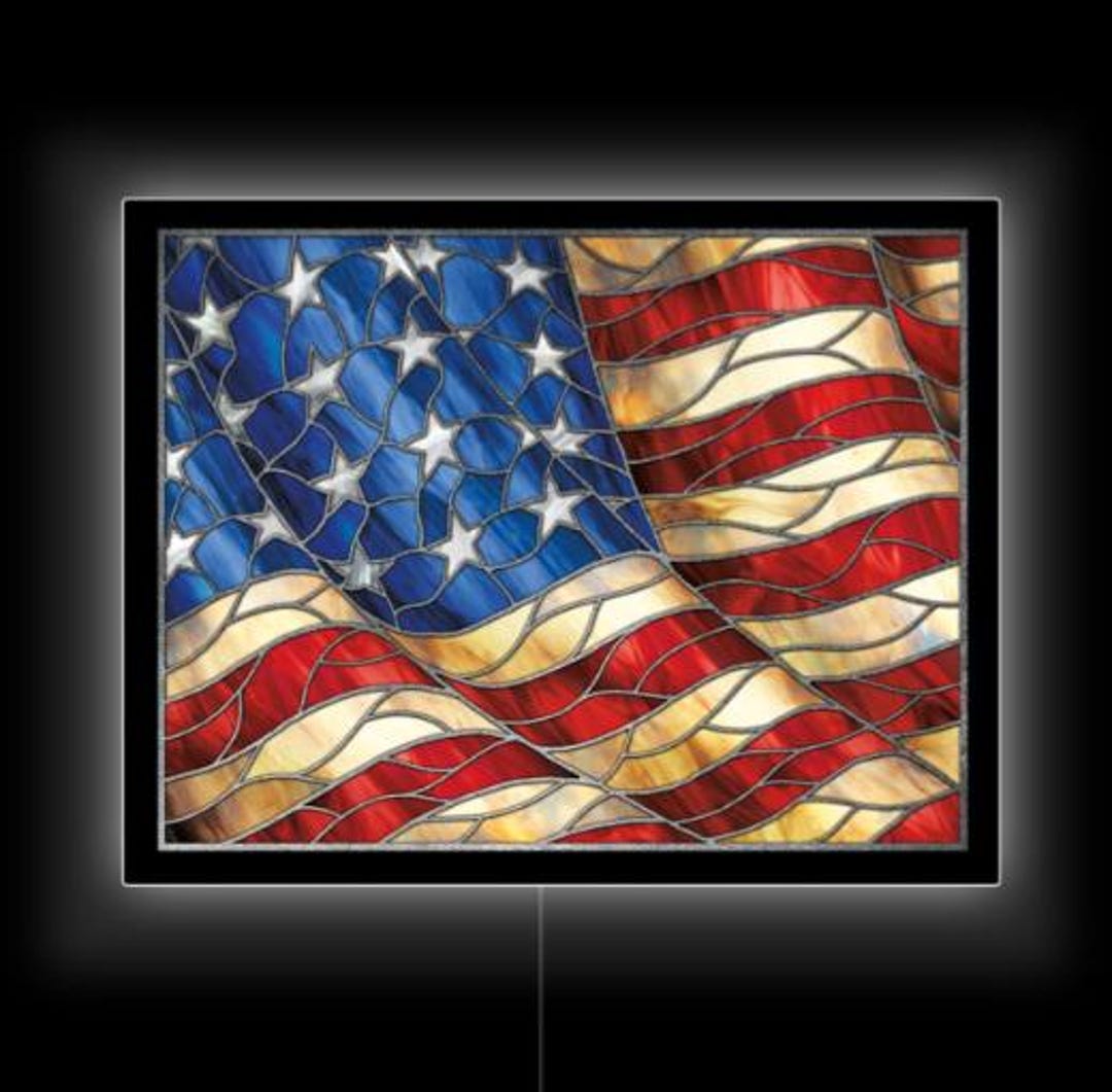 American Flag LED Sign Patriotic Light up Sign American Flag Wall Decor ...