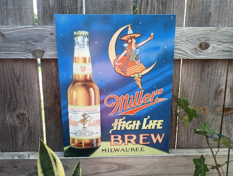 Miller High Life Beer Sign Basement Bar Signage Miller Lite Bartender ...