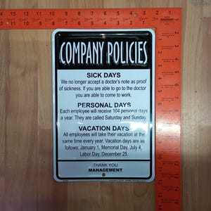 Funny Office Signs Company Policy Sign Funny Gift for Boss Gift for ...