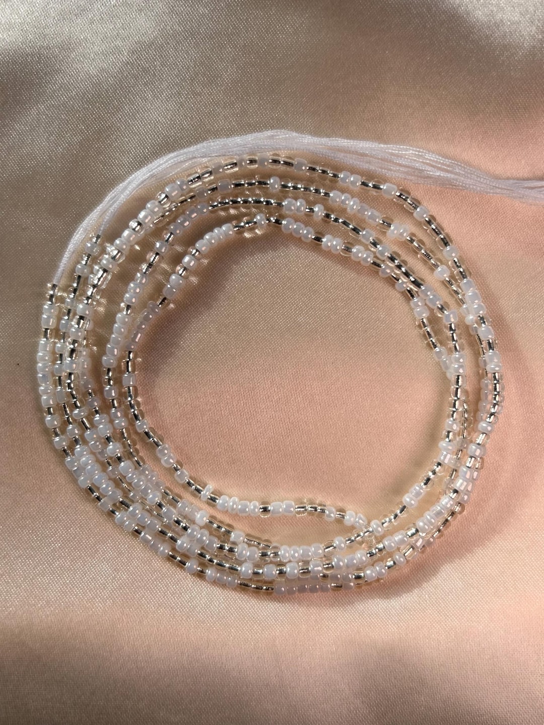 Clarity - White and Silver Waist Beads With Clasp or Traditional Tie-on ...