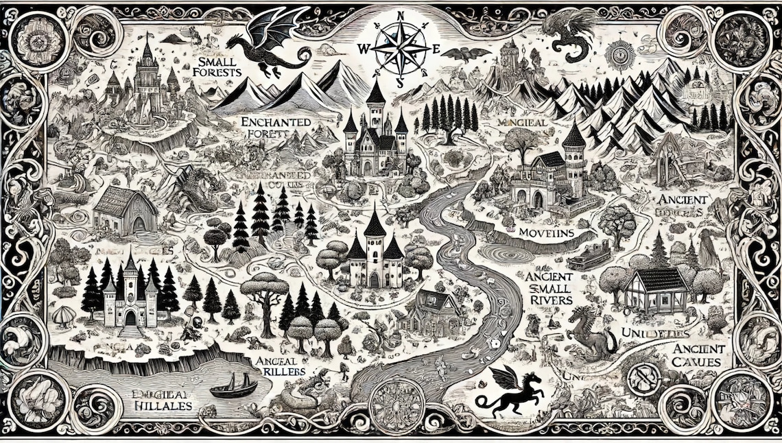 14 Fantasy Map Coloring Pages - Adult and Kids Coloring Book, Fantasy ...