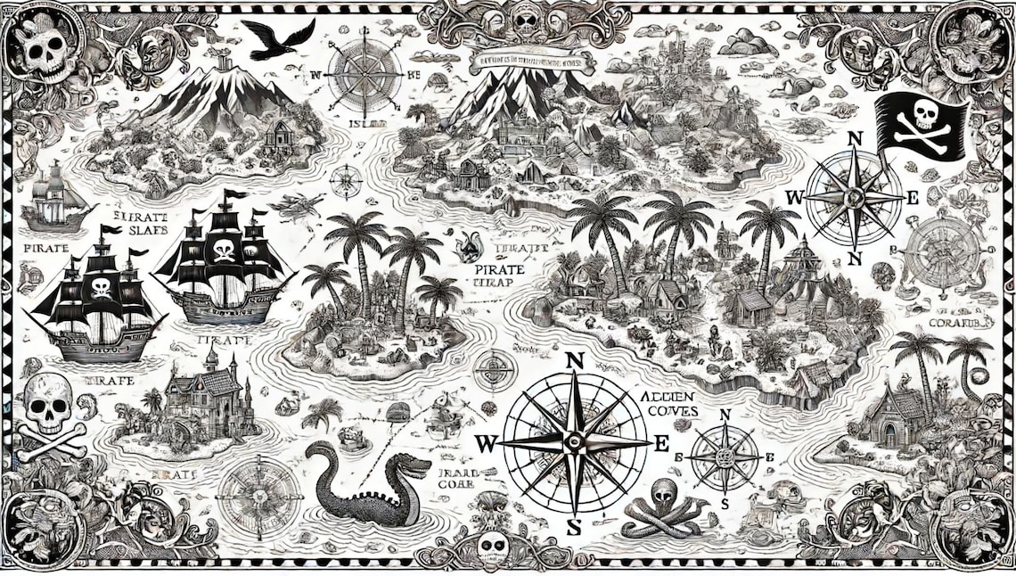 14 Fantasy Map Coloring Pages - Adult and Kids Coloring Book, Fantasy ...