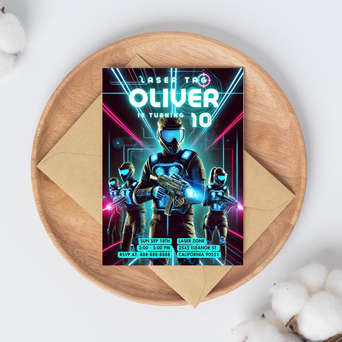 Laser Tag Party Invitation | Laser Game Birthday Invite | Personalized ...