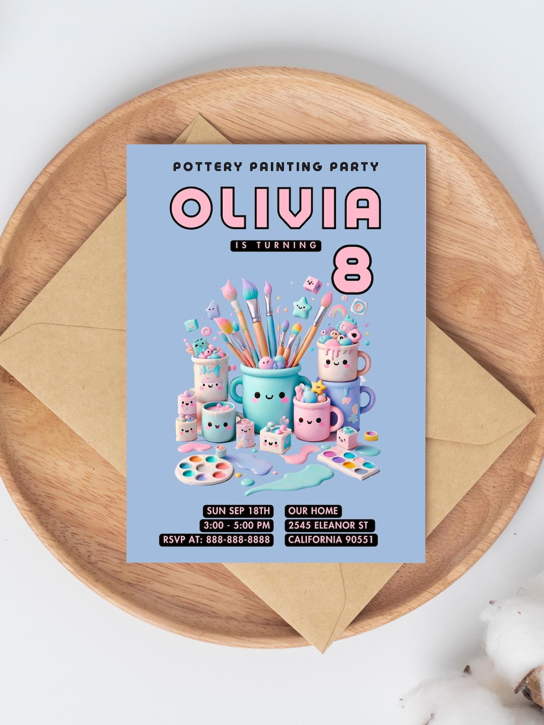 Pottery Birthday Invitation L Editable Clay Painting Party Invite ...