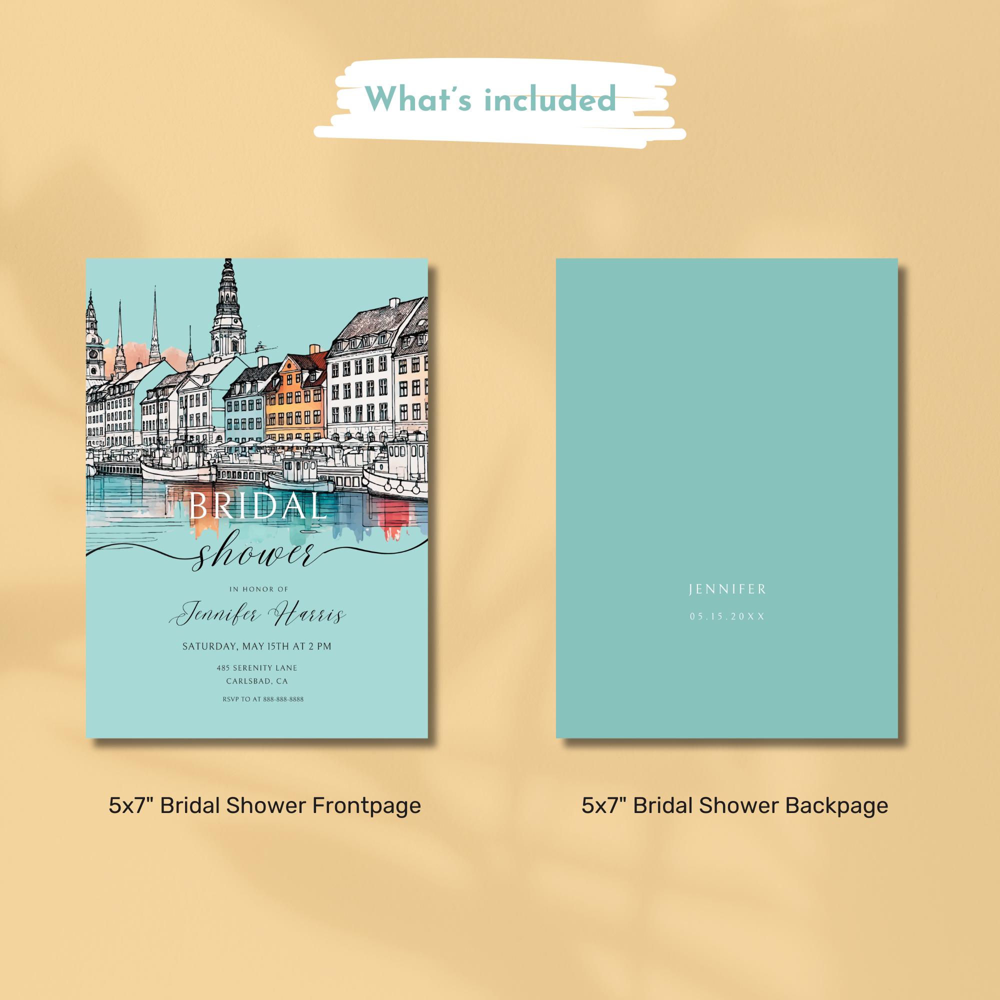 Editable Copenhagen Bridal Shower Invitation Template | Personalized ...