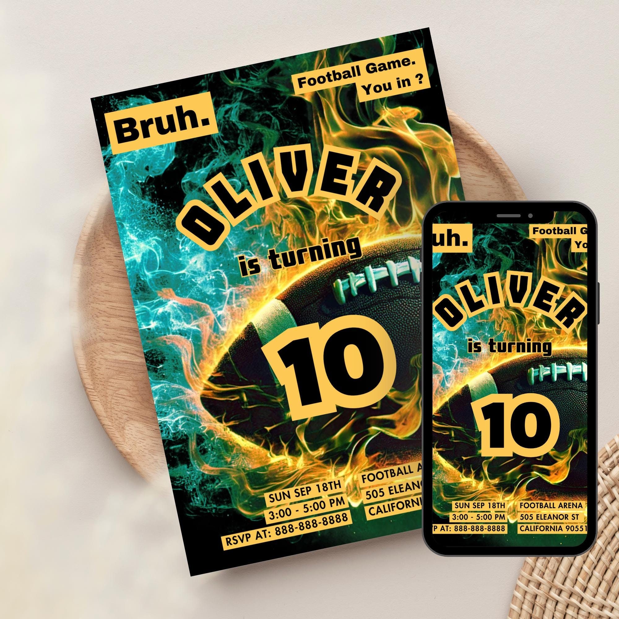 Football Party Invitation L Printable NFL Football Birthday Invite ...