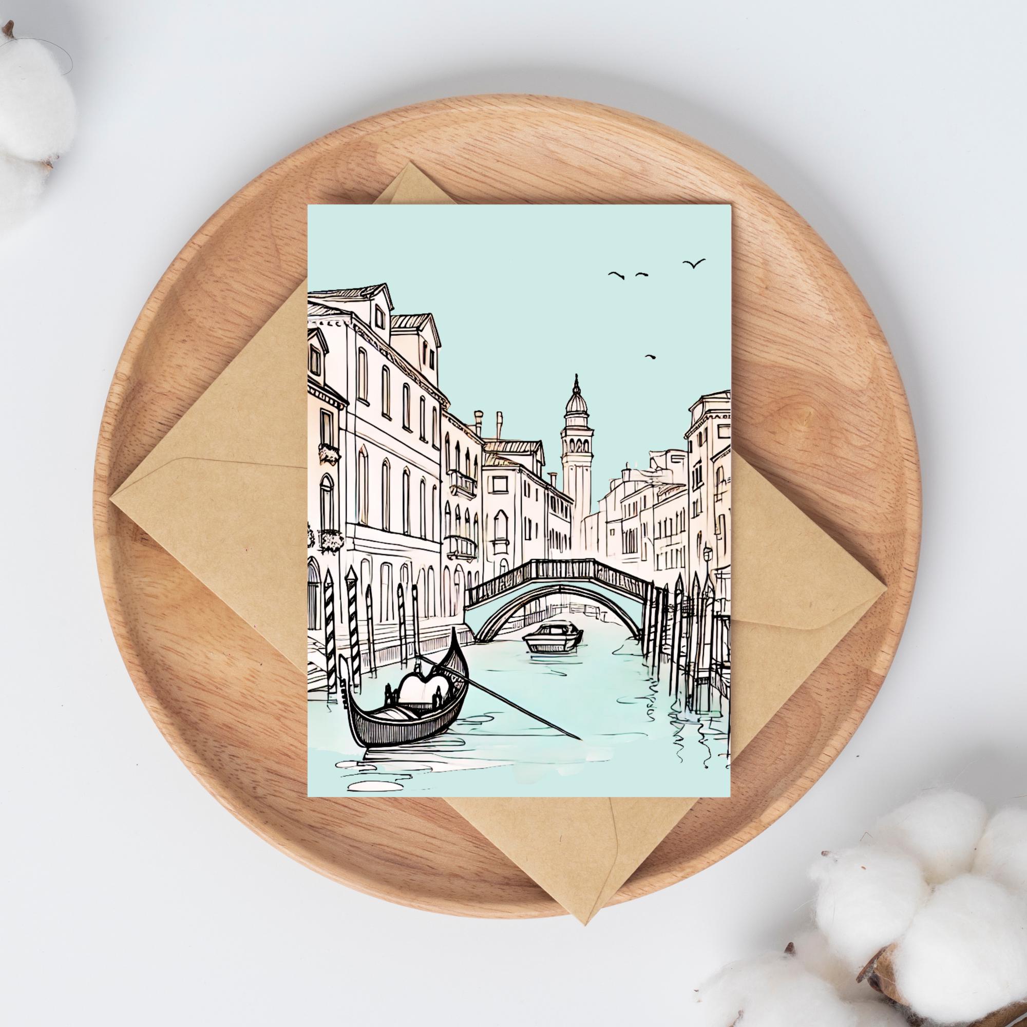 Venice Birthday Invitation | Gondola Sketch, Italy Party (digital ...