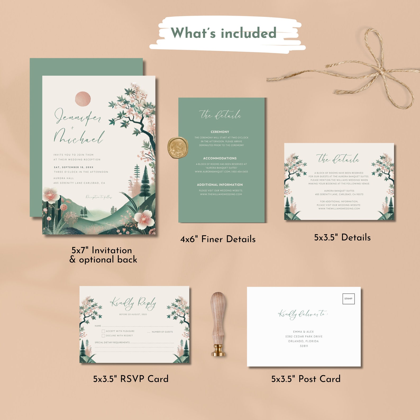 Cherry Blossom Japan Wedding Invitation Suite – Pastel Landscape ...