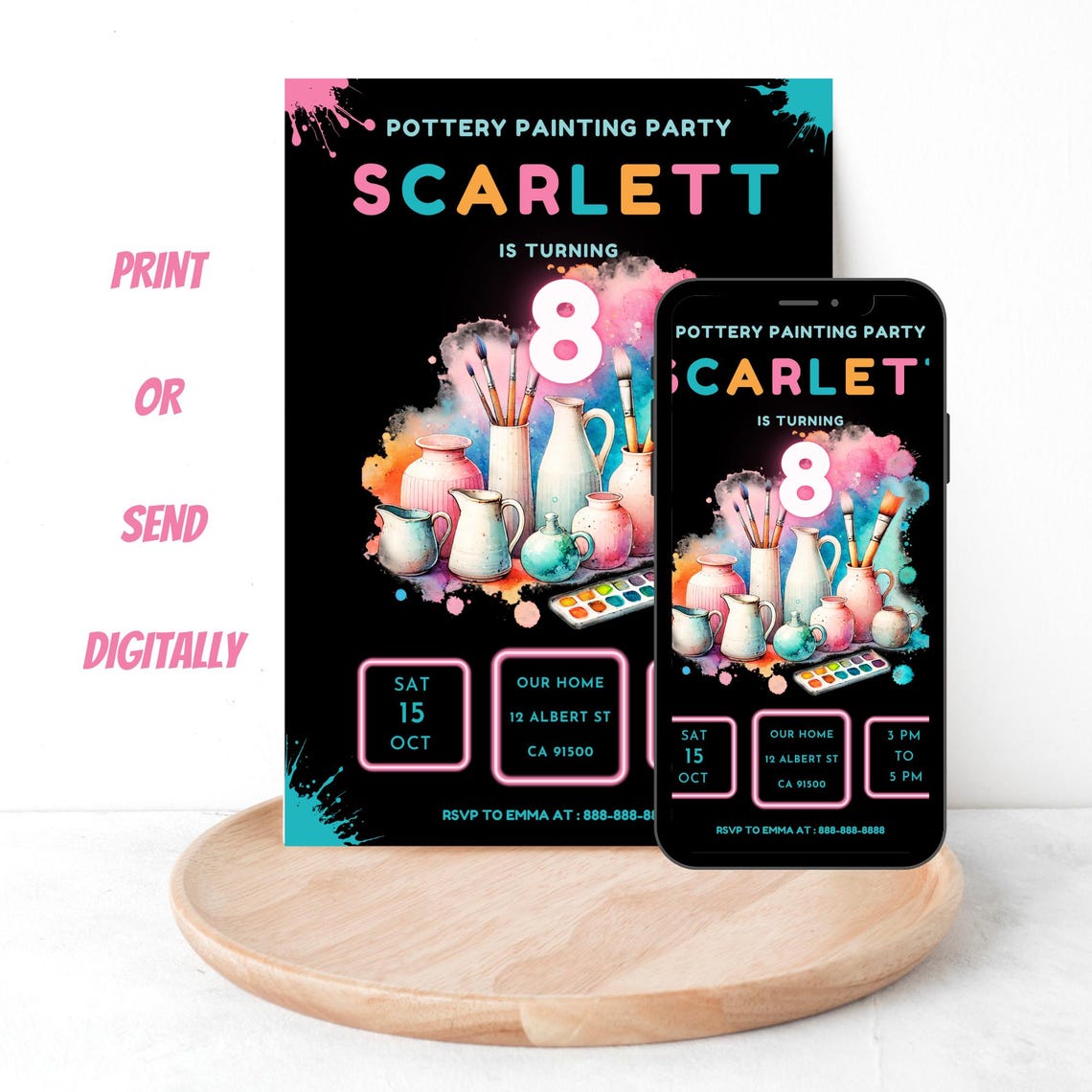Pottery Birthday Invitation L Editable Clay Painting Party Invite ...