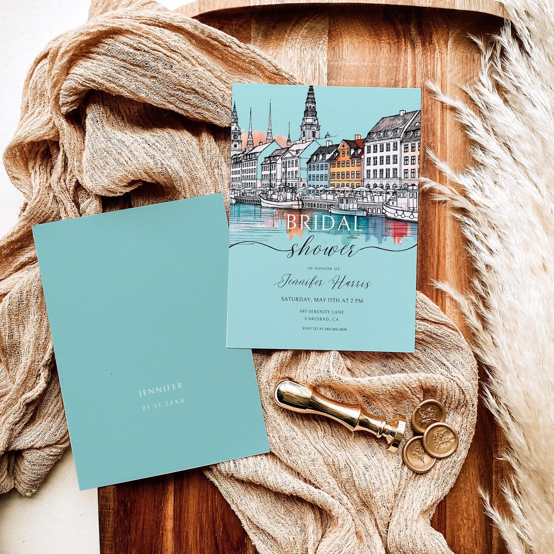 Editable Copenhagen Bridal Shower Invitation Template | Personalized ...