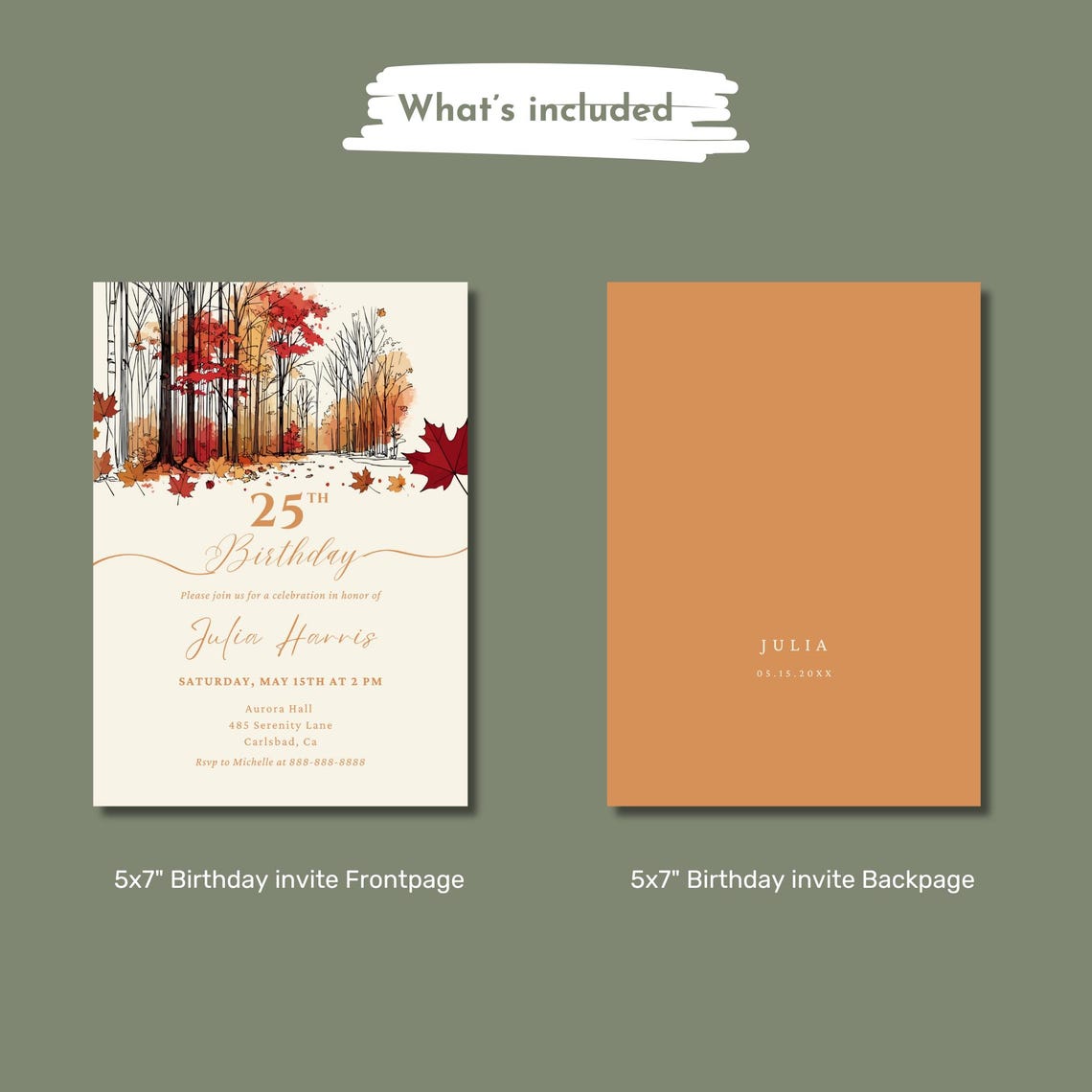 Autumn Birthday Invitation Template Personalized Canada Maple Leaf ...