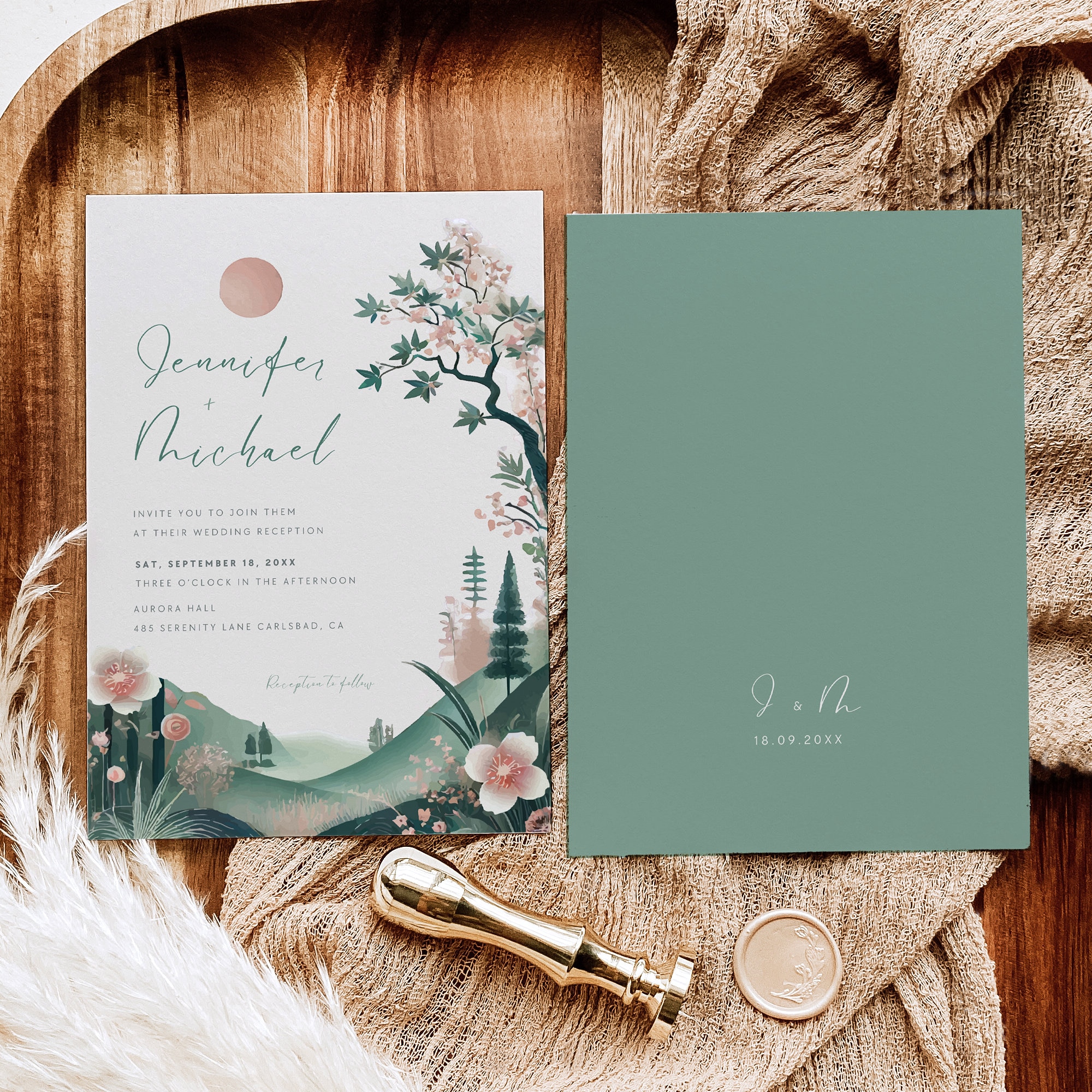 Japan Wedding Invitation Template Editable Cherry Blossom Invite ...