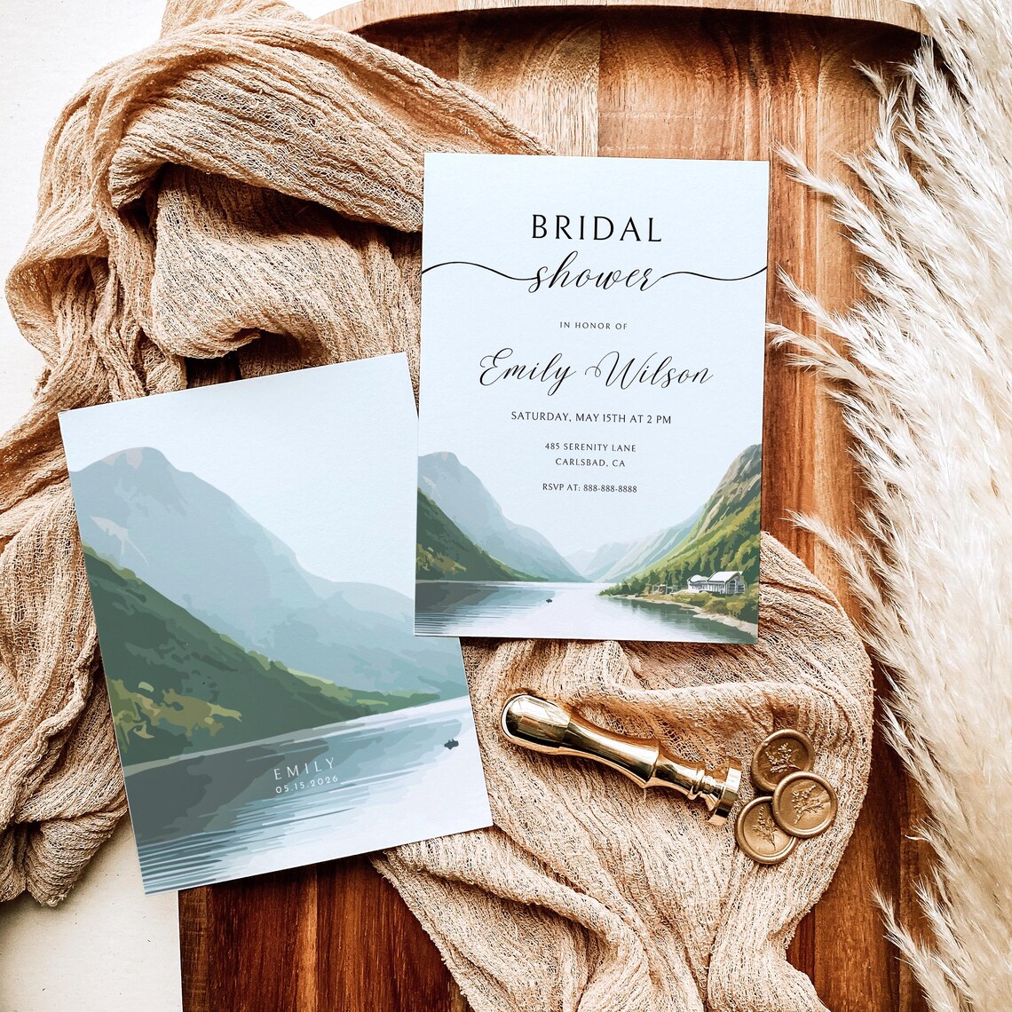 Nordic Fjord Bridal Shower Invitation Template | Personalized Norway ...