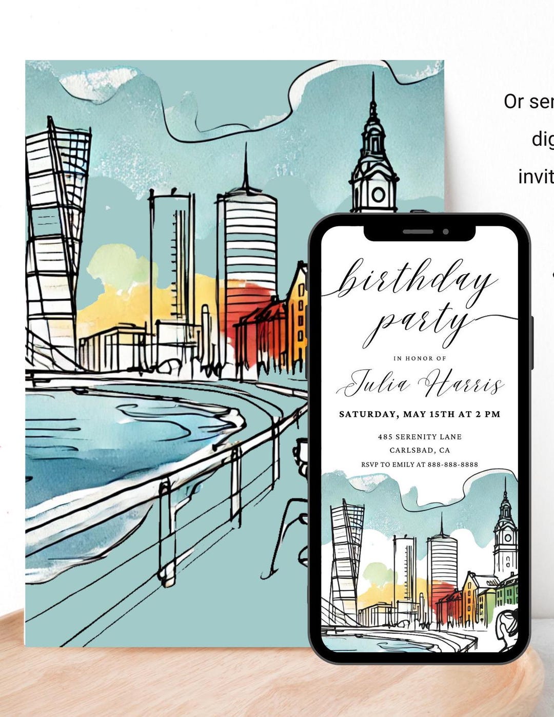 Editable River Birthday Invitation Template | Personalized Scandinavian ...