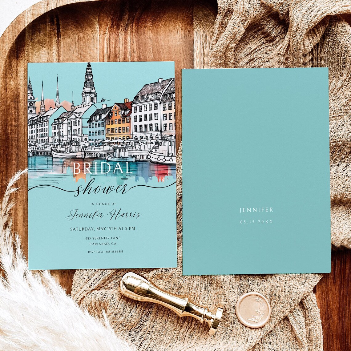 Editable Copenhagen Bridal Shower Invitation Template | Personalized ...