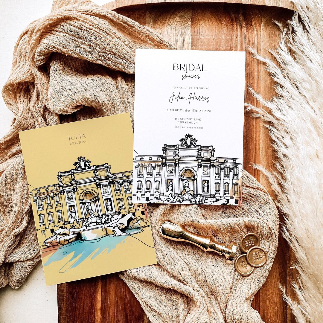 Trevi Fountain Bridal Shower Invitation | Rome, Italy (digital Download ...