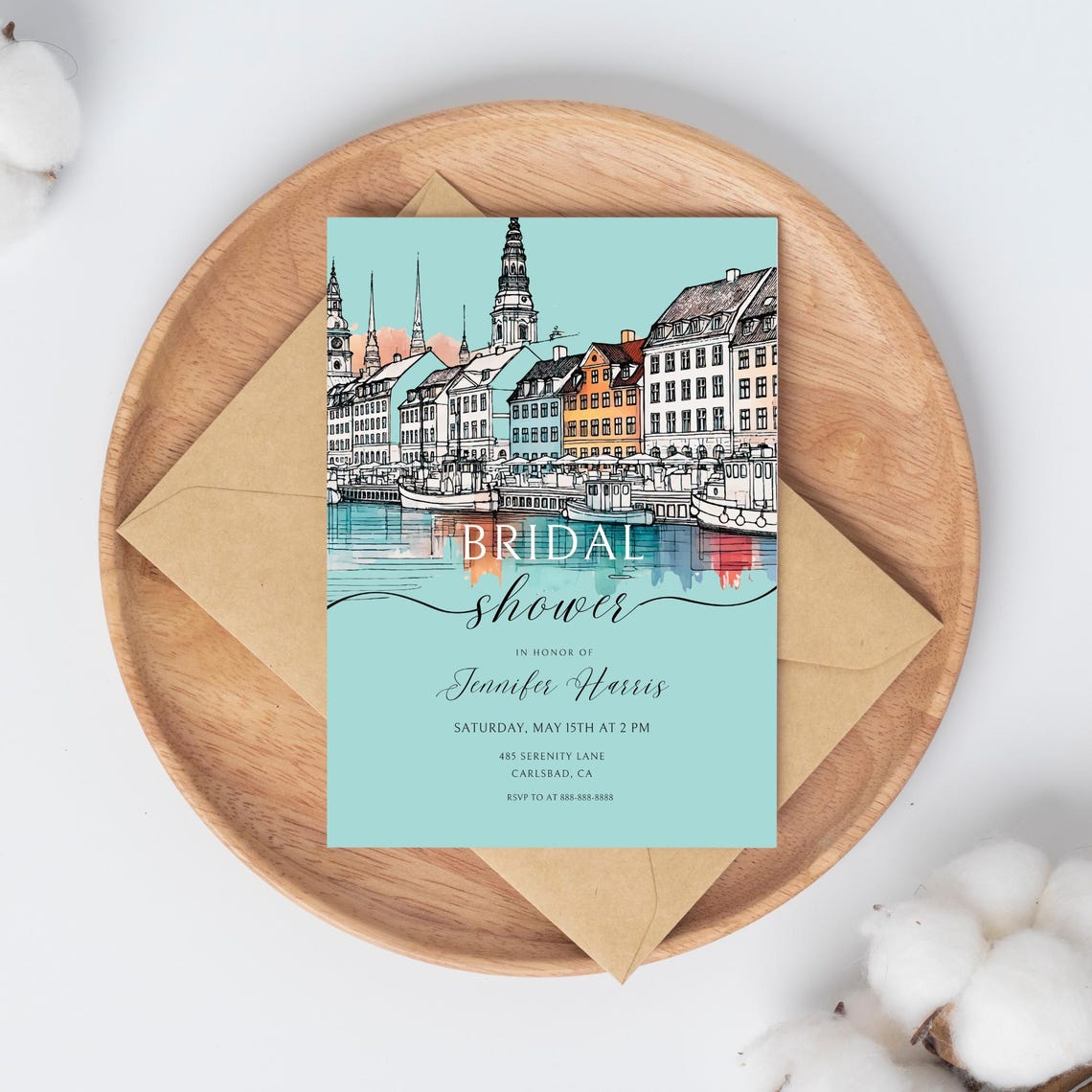 Editable Copenhagen Bridal Shower Invitation Template | Personalized ...